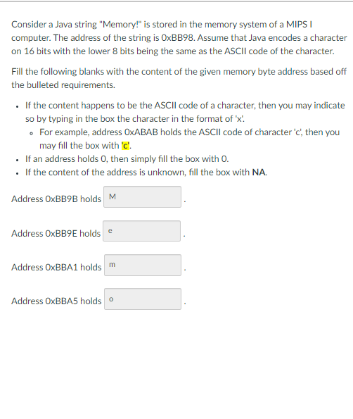 Solved Consider A Java String Memory Is Stored In The Chegg