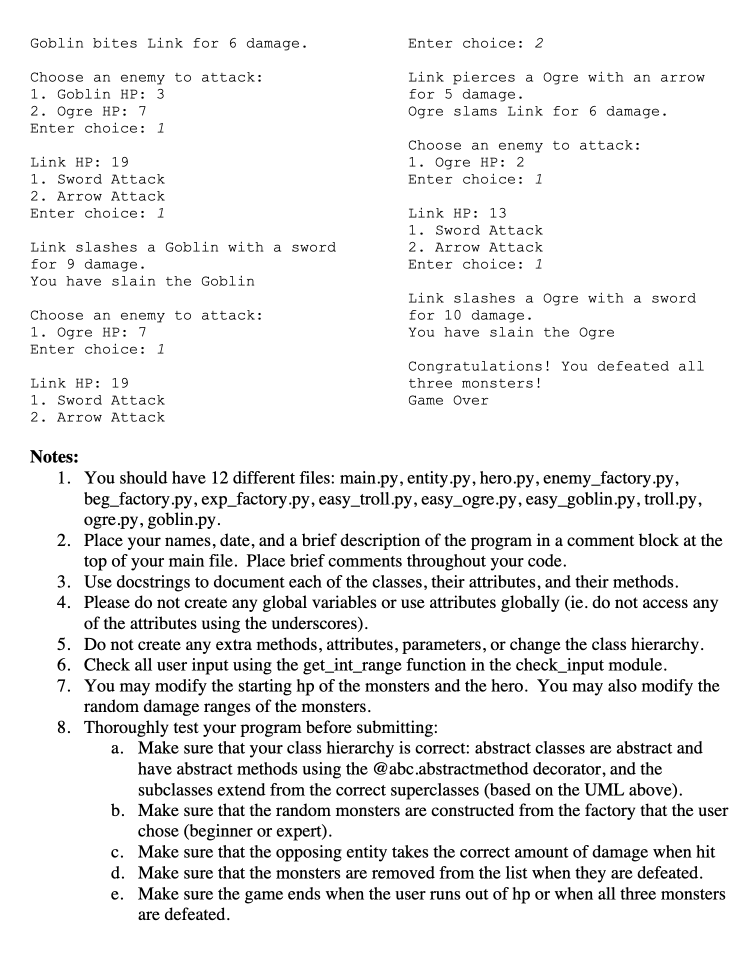 Solved CECS 277 - Lab 11 - Factory Method Monster Trials | Chegg.com