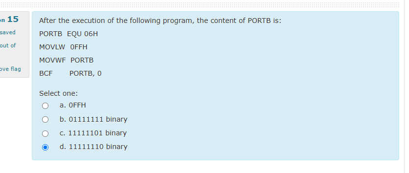 Solved After the execution of the following program, the | Chegg.com
