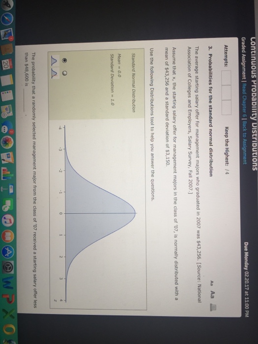 Solved Continuous Probability Distributions Due Monday | Chegg.com