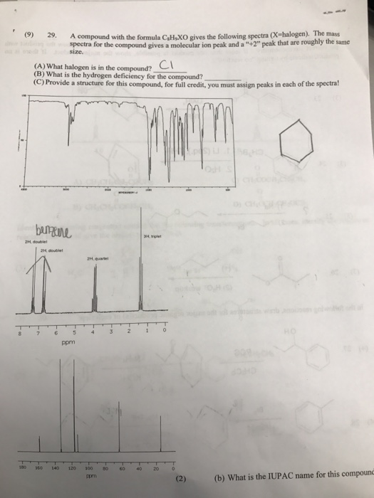 Solved A compound with the formula C_8H_9XO gives the | Chegg.com