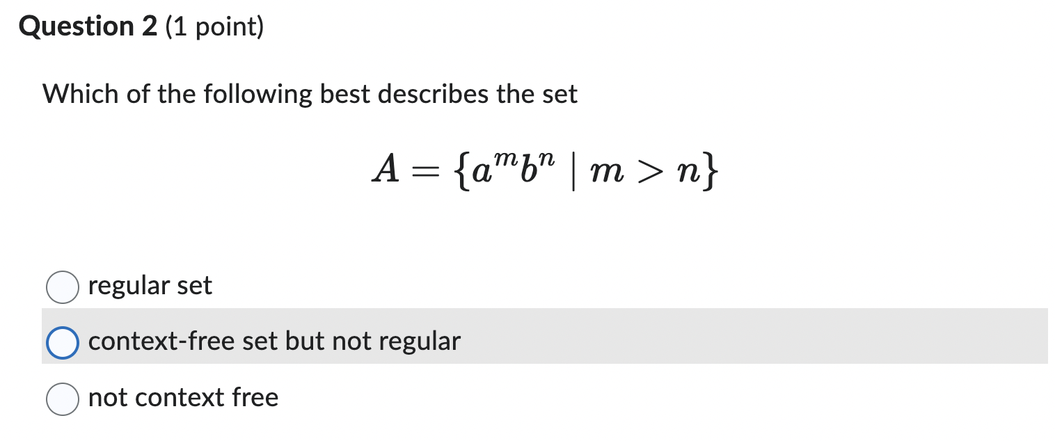 Which of the following best describes the set | Chegg.com