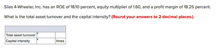 Solved Silas 4-Wheeler, Inc. has an ROE of 18.10 percent, | Chegg.com