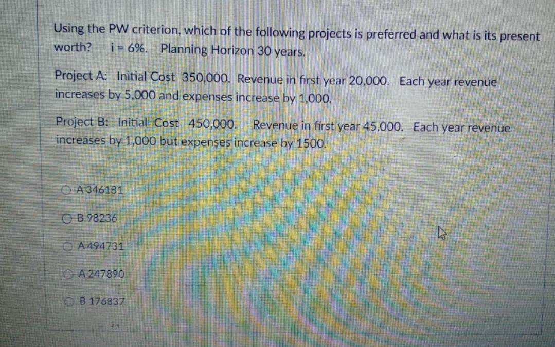 Solved Using the PW criterion, which of the following | Chegg.com