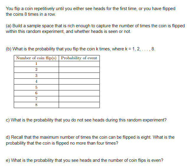 Solved You flip a coin repetitively until you either see | Chegg.com