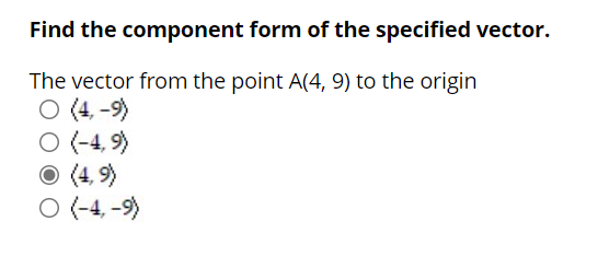 Solved Find the component form of the specified vector. The | Chegg.com