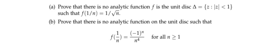 Solved (a) Prove that there is no analytic function f is the | Chegg.com