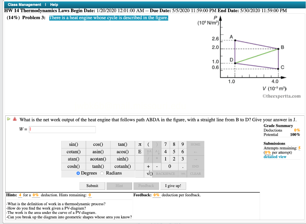 Solved Class Management | Help HW 14 Thermodynamics Laws | Chegg.com