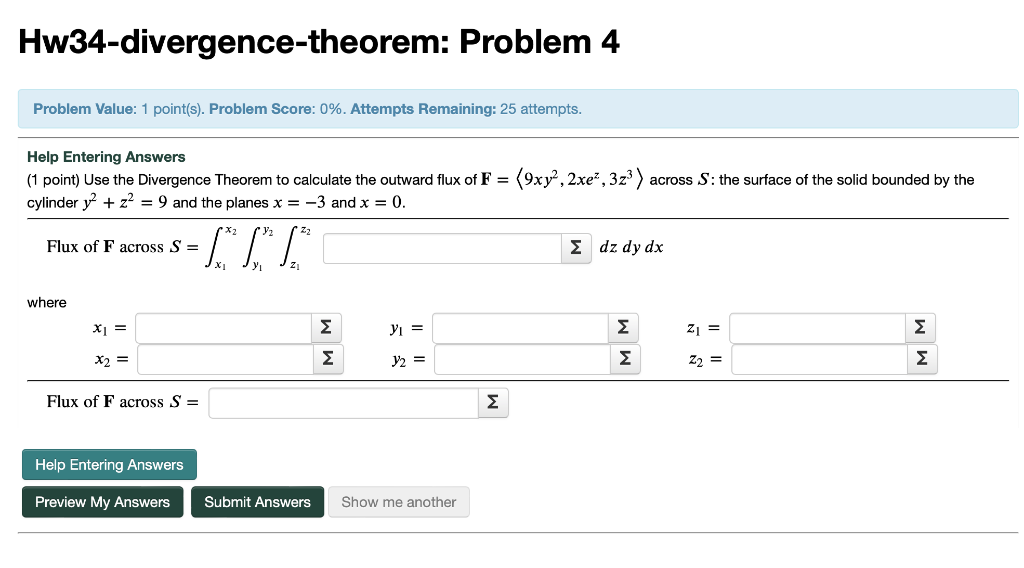 Solved Hw34-divergence-theorem: Problem 4 Problem Value: 1 | Chegg.com