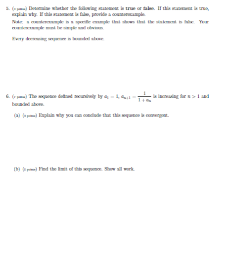 Solved 1. (pai) Give examples of sequences satisfying the | Chegg.com