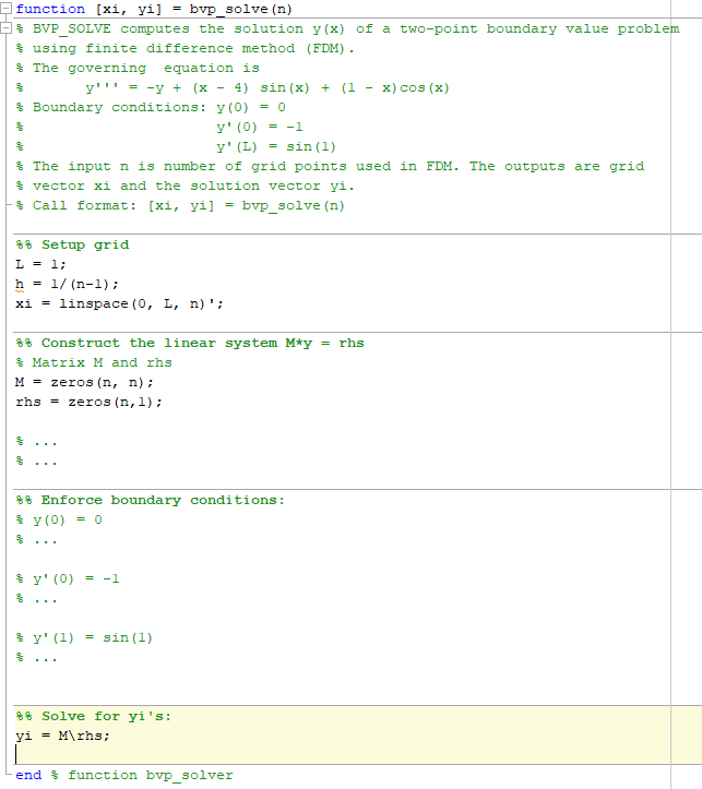 function [xi, yi] = bvp solve (n) |BVP SOLVE computes | Chegg.com