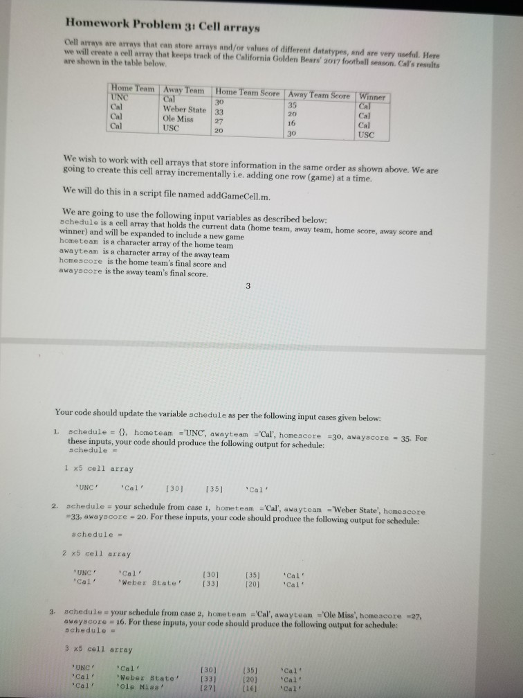 Solved Homework Problem 31 Cell arrays Cell arrays are | Chegg.com
