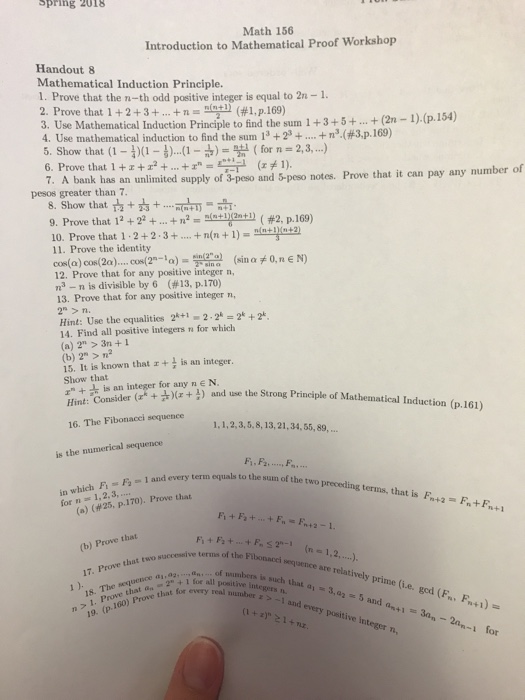 Solved Spring 218 Math 156 Introduction to Mathematical | Chegg.com