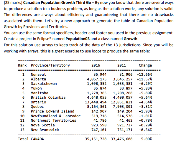Solved Canadian Population Growth Third Go | Chegg.com