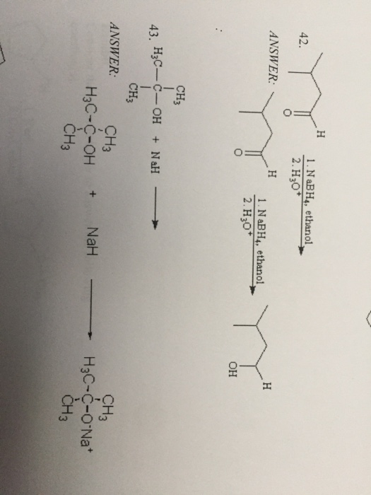 Solved 1. NaBH4, ethanol 2. H3O 42. ANSWER NaBH4, ethanol 2. | Chegg.com