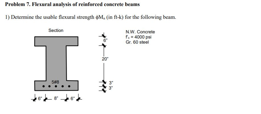 Solved Problem 7. Flexural analysis of reinforced concrete | Chegg.com