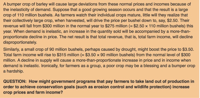Solved Fluctuating Farm Income Inelastic demand for farm | Chegg.com