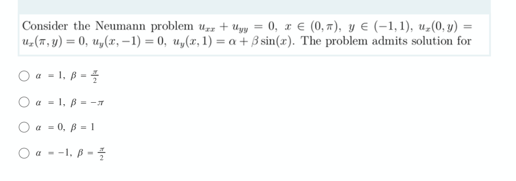 Solved Consider the Neumann problem Uzr + Uyy = 0, x € | Chegg.com