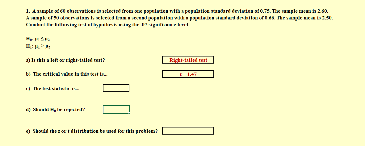Solved 1. A sample of 60 observations is selected from one | Chegg.com