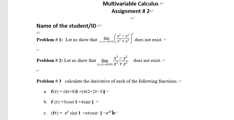 Solved Multivariable Calculus Assignment #24 Name of the | Chegg.com