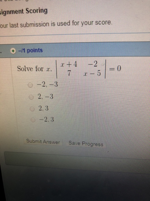 Solved Scoring ignment our last submission is used for your | Chegg.com