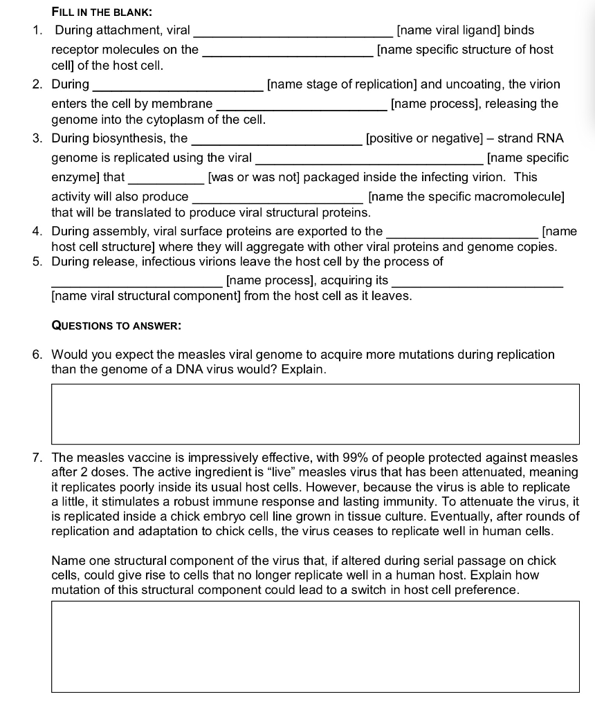 Solved FILL IN THE BLANK: 1. During attachment, viral [name | Chegg.com