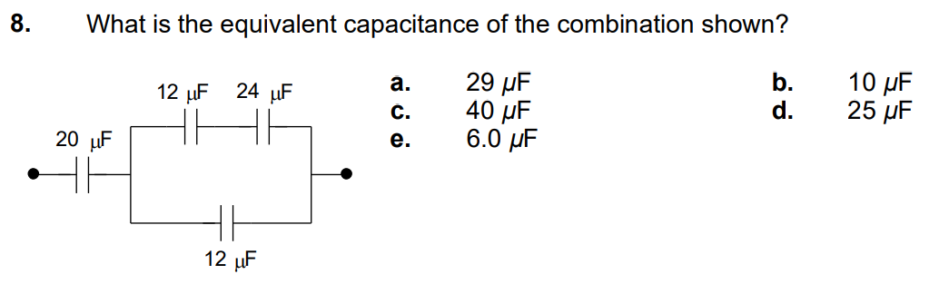 Solved 8 What Is The Equivalent Capacitance Of The