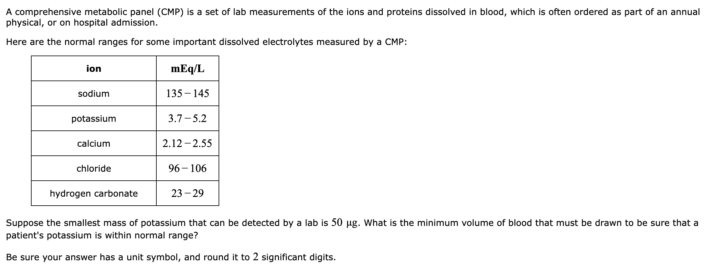 Solved A comprehensive metabolic panel (CMP) is a set of lab | Chegg.com