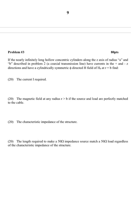 Solved Problem #3 80pts If the nearly infinitely long hollow | Chegg.com