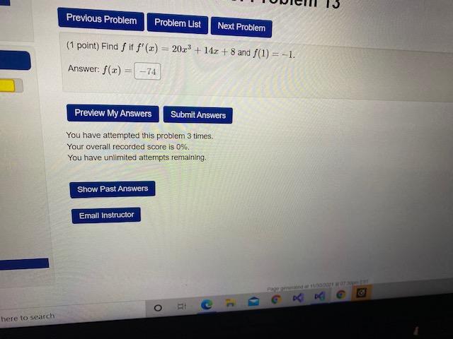 Solved Previous Problem Problem List Next Problem (1 point) | Chegg.com