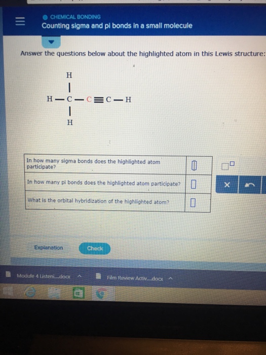 Solved - . CHEMICAL BONDING -Counting sigma and pi bonds in | Chegg.com