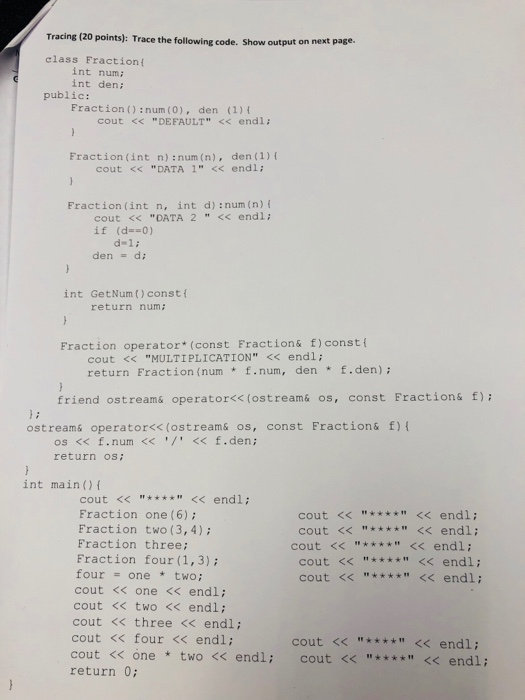 Solved Tracing (20 points): Trace the following code. Show | Chegg.com