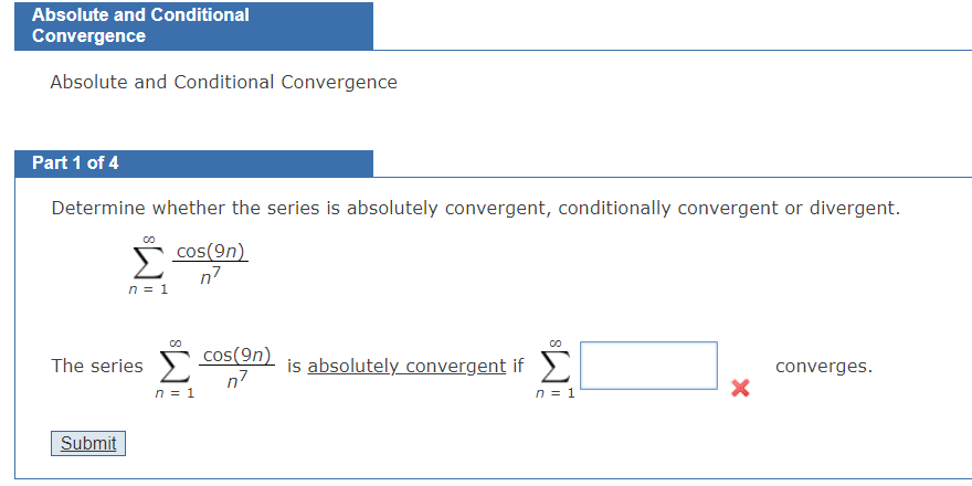 Solved Absolute and Conditional Convergence Part 1 of 4 | Chegg.com