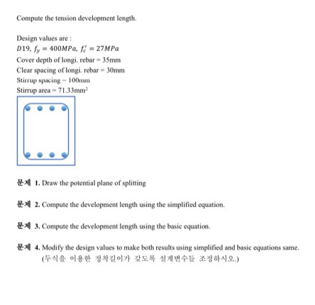 Solved Compute the tension development length. Design values | Chegg.com