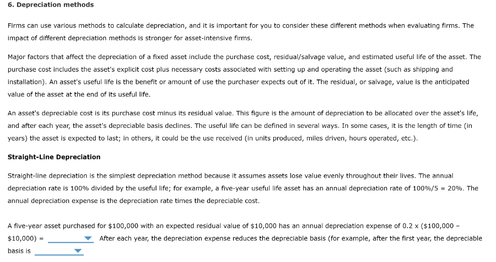 Solved 6. Depreciation methods Firms can use various methods | Chegg.com