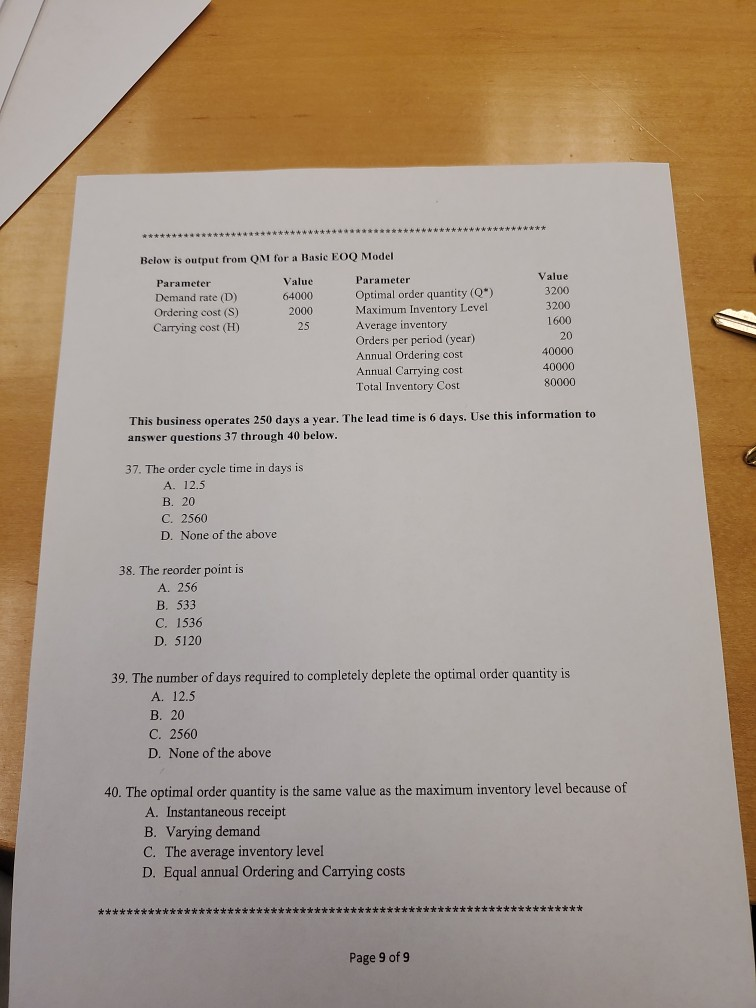 Solved Below is output from QM for a Basic EOQ Model | Chegg.com