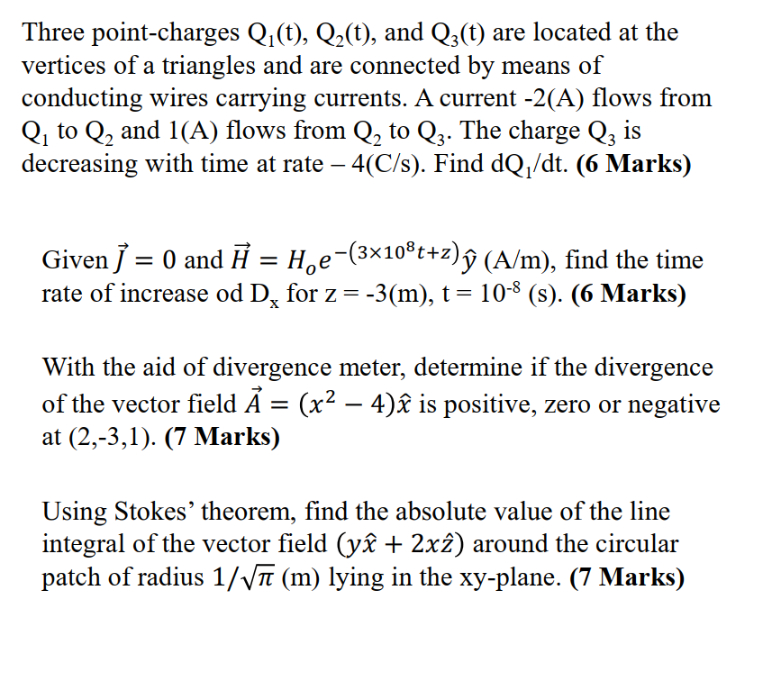 Solved Three point-charges Qi(t), Q2(t), and Q3(t) are | Chegg.com