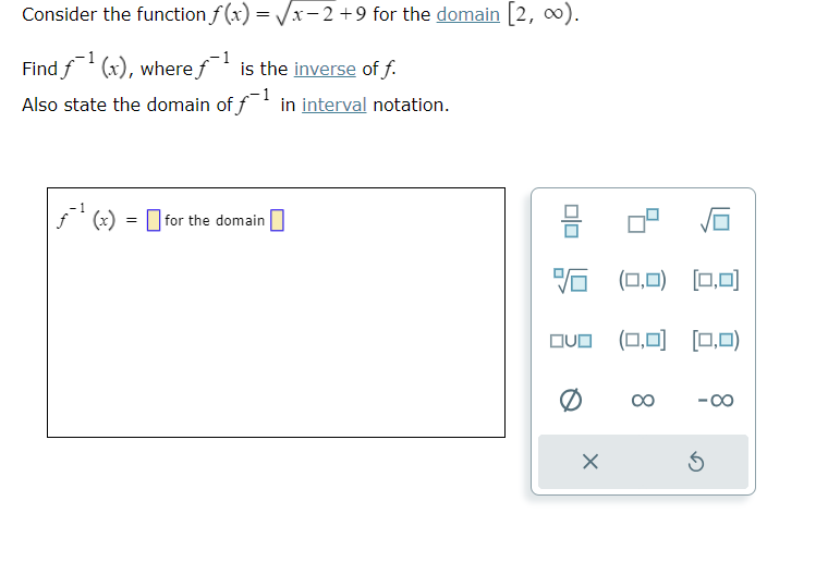 Solved Consider the function f(x)=x-22+9 ﻿for the domain | Chegg.com