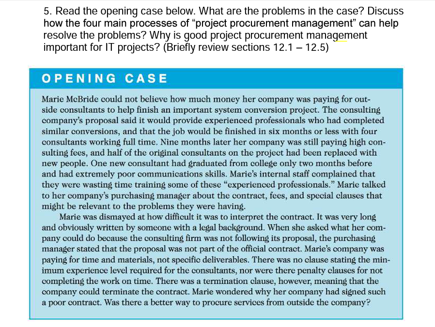 Solved 5. Read the opening case below. What are the problems | Chegg.com