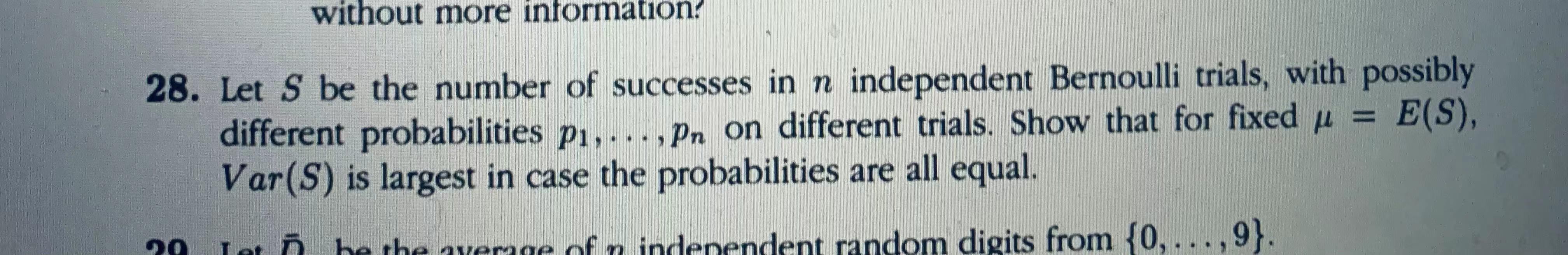 Solved without more information! 28. Let S be the number of | Chegg.com