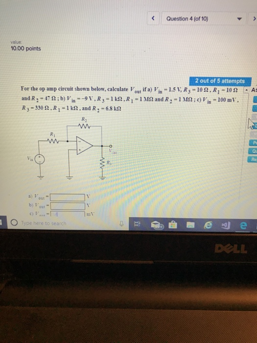 Solved for the op amp circuit shown below calculate vout if | Chegg.com