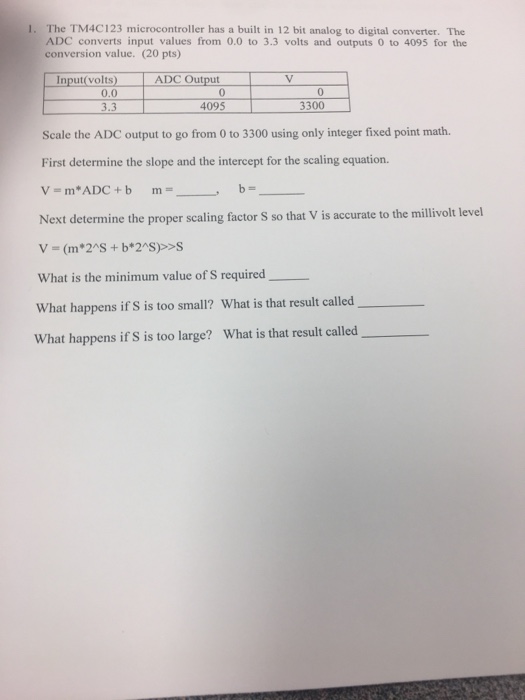 1. The TM4C123 microcontroller has a built in 12 bit | Chegg.com
