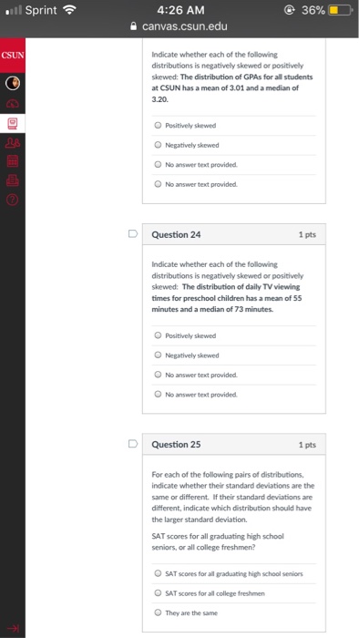 Solved .11 Sprint 4:26 AM 36% 을 canvas.csun.edu D Question | Chegg.com