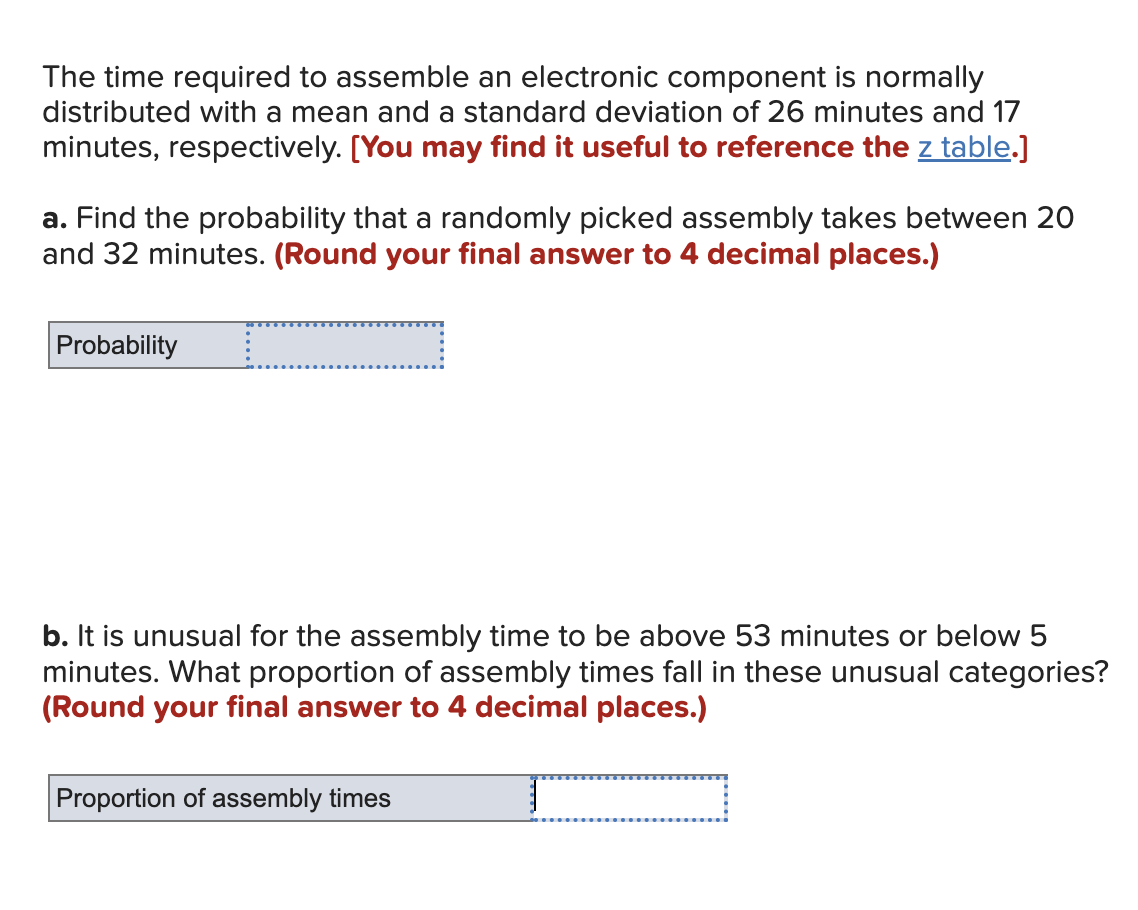 Solved The time required to assemble an electronic component | Chegg.com
