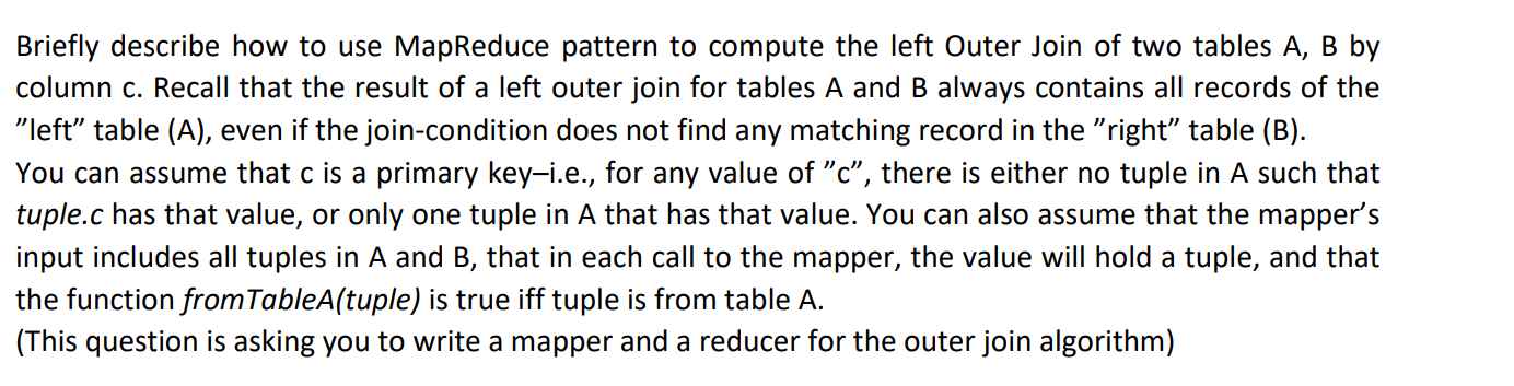 a Briefly describe how to use MapReduce pattern to | Chegg.com