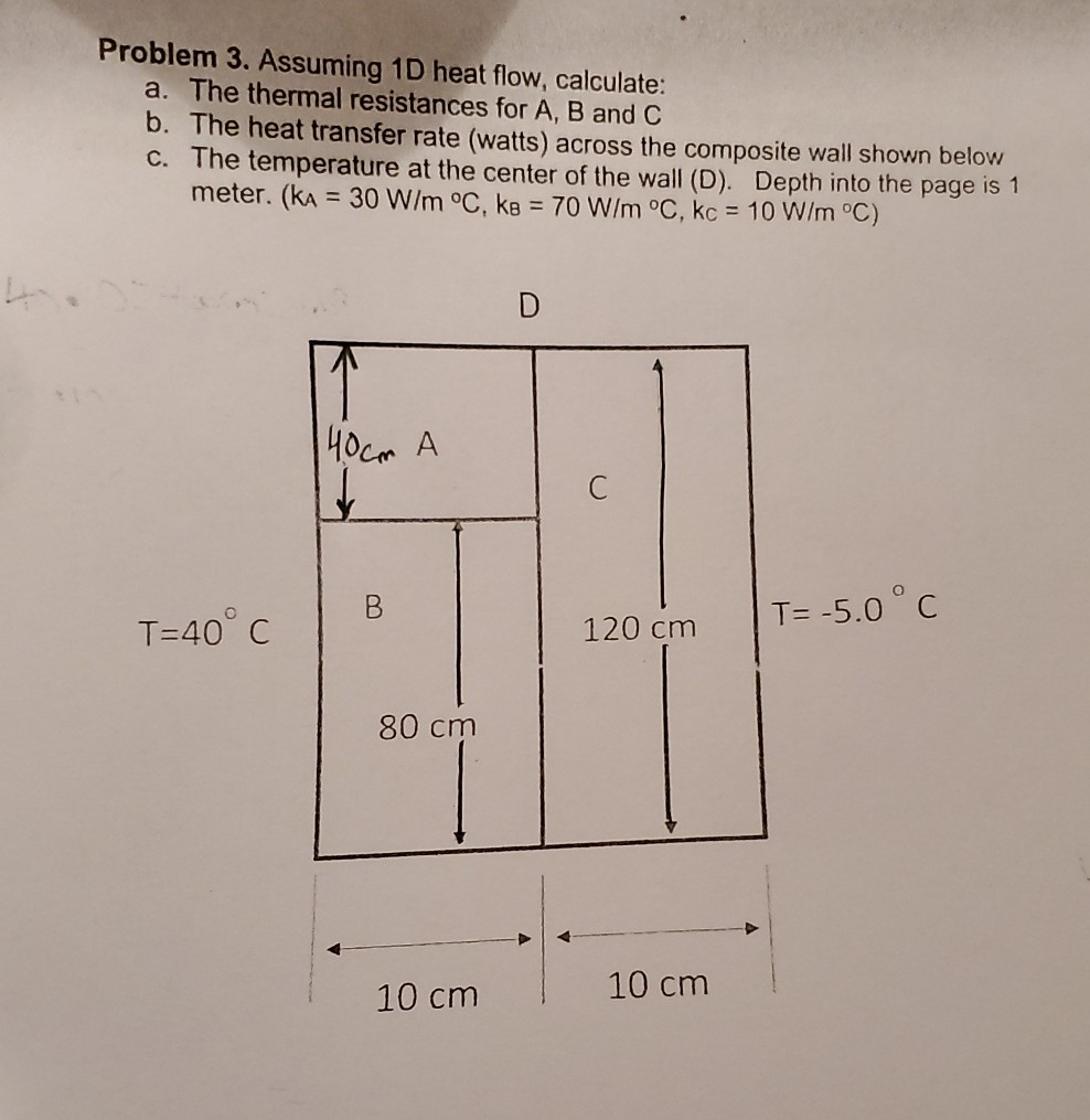 Solved Problem 3. Assuming 1D heat flow, calculate: a. The | Chegg.com