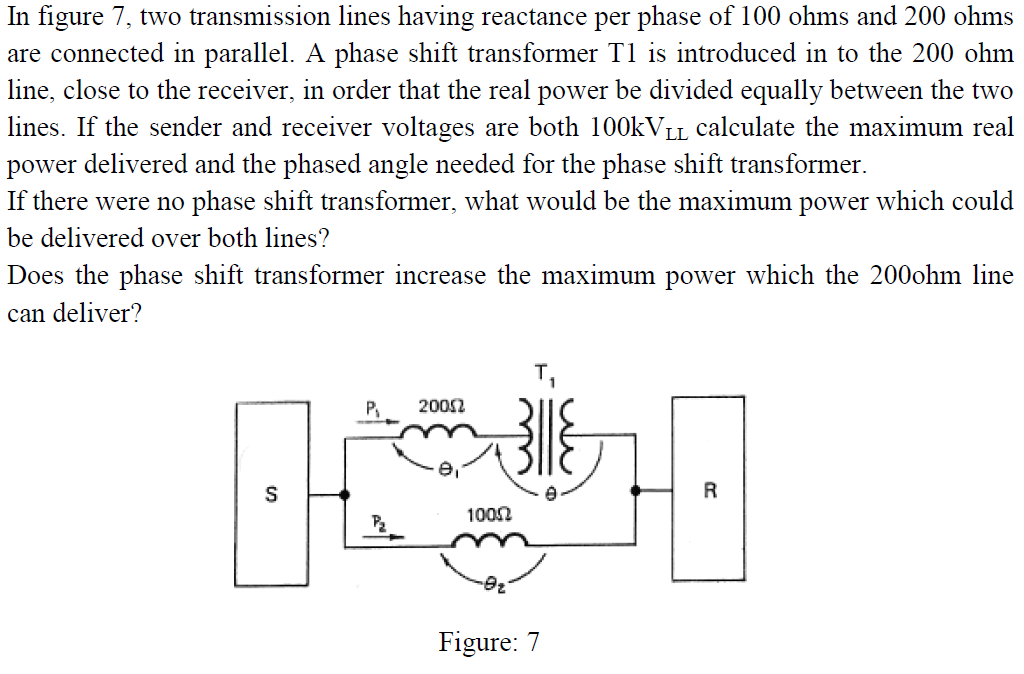 In figure 7, two transmission lines having reactance | Chegg.com