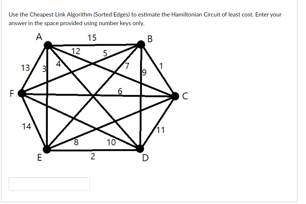 Solved Use the Cheapest Link Algorithm (Sorted Edges) to | Chegg.com