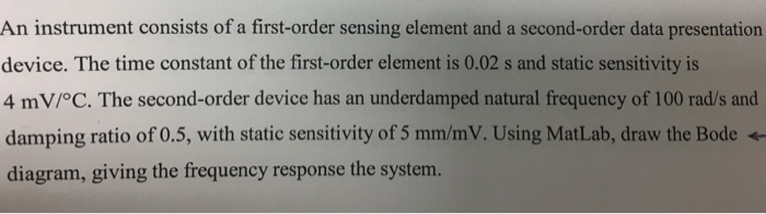Solved An instrument consists of a first-order sensing | Chegg.com