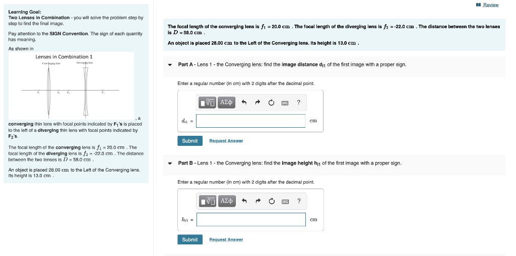 Solved Review Learning Goal: Two Lenses In Combination - you | Chegg.com